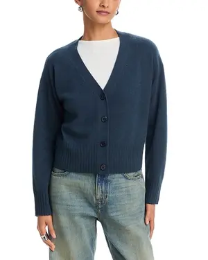 Aqua 100% Cashmere V-neck Cardigan - Midnight Forest