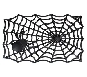 NORTHLIGHT Spider Web Rectangular Halloween Doo Mat