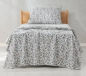 LUSH DECOR Lillian Block Print Cotton Sheet Set Blue 3-pc Twin - One-color