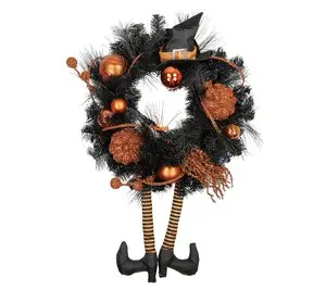NORTHLIGHT Witch And Pumpkins Halloween Wreath24 Unlit - One-color