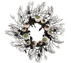 NORTHLIGHT Eyeballs & Spiders Halloween Twig Wr Ath 24 - One-color