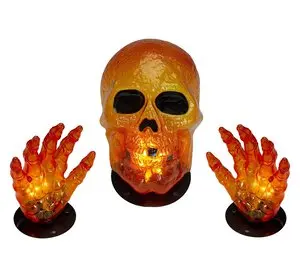NORTHLIGHT 8.5' Skull & Hands Yard Halloween De Or 4ft