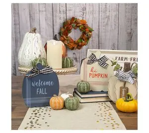 NORTHLIGHT Hi Pumpkin' & 'welcome' 8' Plaques -pc