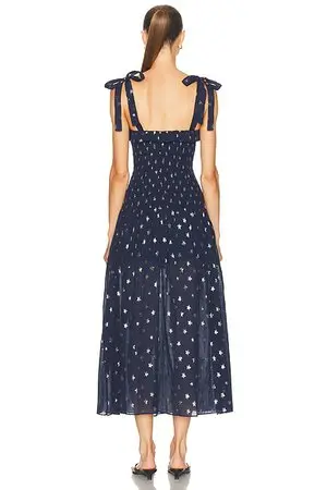 LoveShackFancy Hillaria Dress With Metallic Star Print