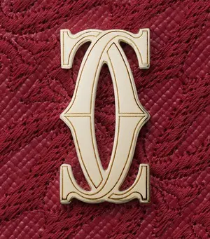 Cartier Leather C De Embroidered Card Holder - Red