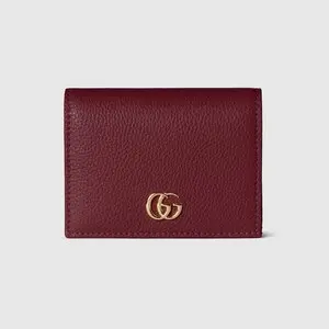 Gucci Bi-color Gg Marmont Small Wallet Leather - Bordeaux