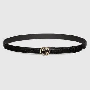 Gucci Belt With Interlocking G Buckle - Black