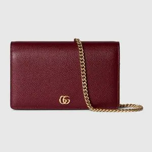 Gucci Gg Marmont Wallet On Chain Leather - Bordeaux