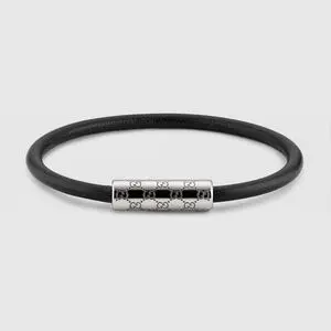 Gucci Leather Bracelet With Gg Detail - One-color