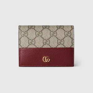 Gucci Bi-color Gg Marmont Small Wallet Leather - Bordeaux