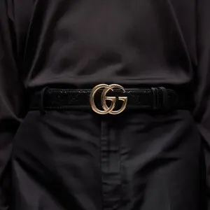 Gucci Gg Marmont Thin Belt - Black