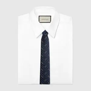 Gucci Gg Silk Jacquard Tie - Blue