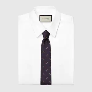 Gucci Gg Silk Jacquard Tie - Blue