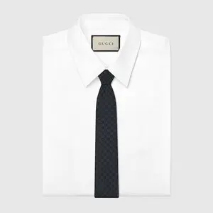 Gucci Gg Silk Jacquard Tie - Blue