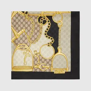 Gucci Printed Silk Twill Carr - Black