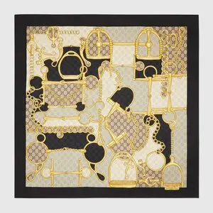 Gucci Printed Silk Twill Carr - Black