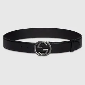 Gucci Belt With Interlocking G Buckle - Black