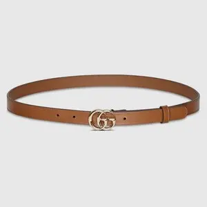 Gucci Gg Marmont Thin Leather Belt - Brown