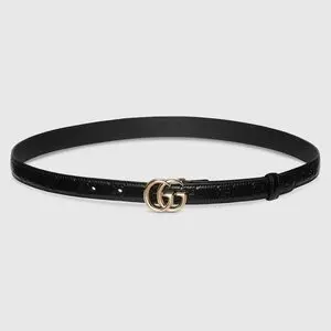 Gucci Gg Marmont Thin Leather Belt - Black