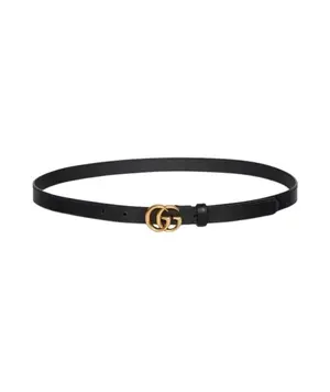 Gucci Gg Marmont Thin Leather Belt - Black