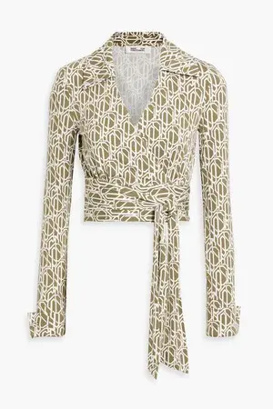 Diane Von Furstenberg Bobbie Printed Stretch-jersey Wrap Top