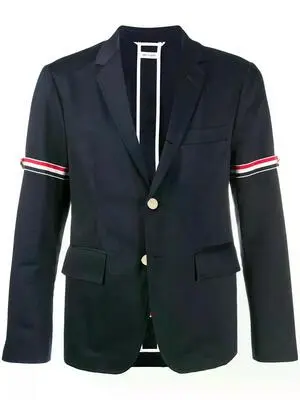 Thom Browne Unconstructed Grosgrain Armband Sport Coat - Blue