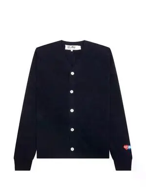 Play Comme Des Garcon X The Artist Invader Heart-patch Cardigan - Blue