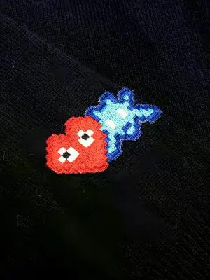 Play Comme Des Garcon X The Artist Invader Heart-patch Cardigan - Blue