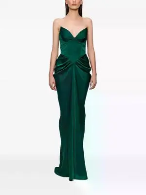 ANA RADU Corset Draped Maxi Dress