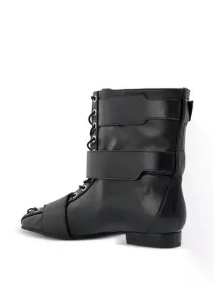 GANNI Buckled Lace-up Combat Boots