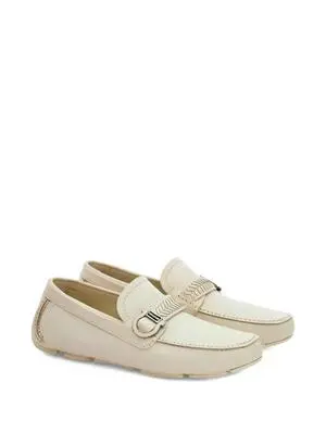 FERRAGAMO Woven-strap Gancini Ornament Loafers
