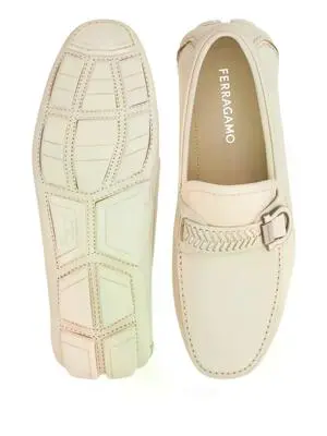 FERRAGAMO Woven-strap Gancini Ornament Loafers