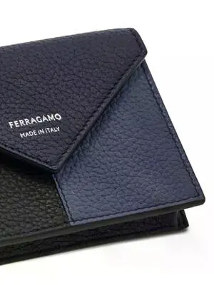 FERRAGAMO Colourblock Leather Card Holder - Blue