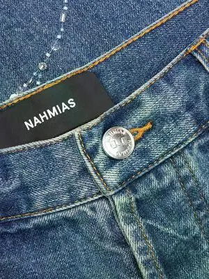 NAHMIAS Beaded Floral Embroidered Jeans