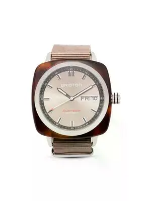 BRISTON Clubmaster Hms Date 42mm Stainless Steel Watch With Tortoiseshell-effect Case - Neutrals