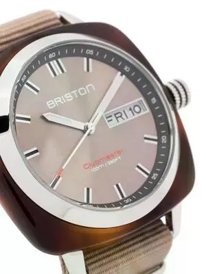 BRISTON Clubmaster Hms Date 42mm Stainless Steel Watch With Tortoiseshell-effect Case