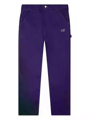 Needles Butterfly-embroidered Twill Trousers - Purple