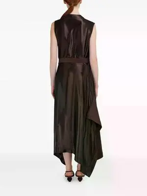FERRAGAMO Cowl-neck Satin-paneled Dress - Brown