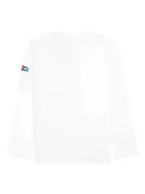 Play Comme Des Garcon X The Artist Invader Heart-patch Long-sleeve T-shirt - White