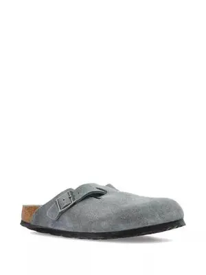 BIRKENSTOCK Buckle Suede Mules - Grey
