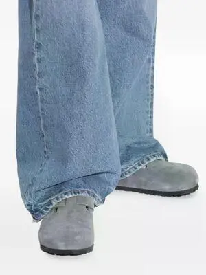 BIRKENSTOCK Buckle Suede Mules - Grey