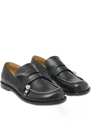 JW Anderson Zip-detail Penny Loafers - Black