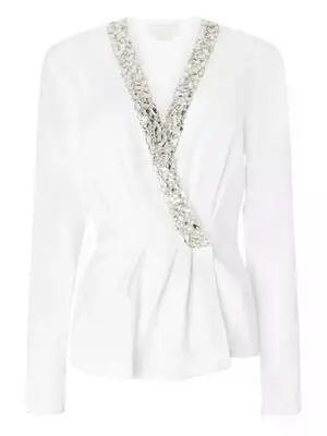 GENNY Crystal-embellished Wrap Blouse