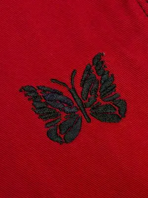 Needles X Smith's Butterfly-embroidered Buckle Trousers - Red