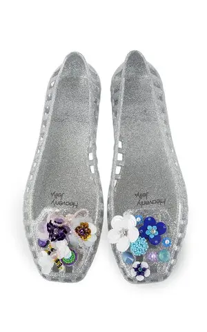 HEAVENLY JELLY Dazzla Embellished Jelly Loafers Silver