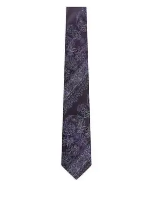 Etro Paisley Embroidered Neck Tie - Blue