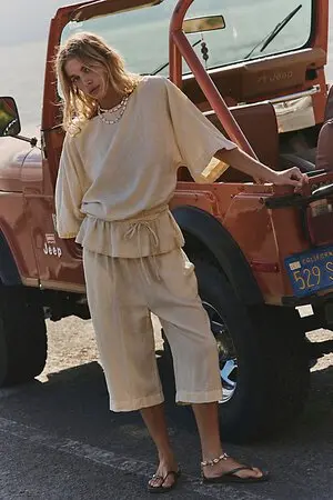 Free People Sylvie Linen Capri Set