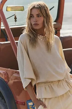 Free People Sylvie Linen Capri Set