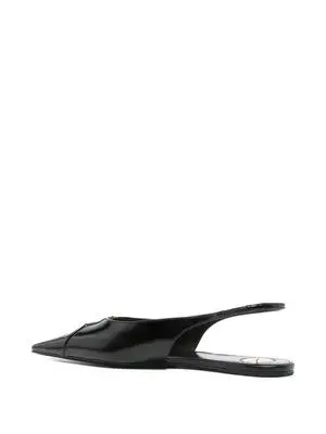 Saint Laurent Babylone Slingback Pointed-toe Flats - Black