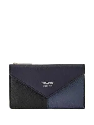 FERRAGAMO Colour-block Leather Cardholder - Blue